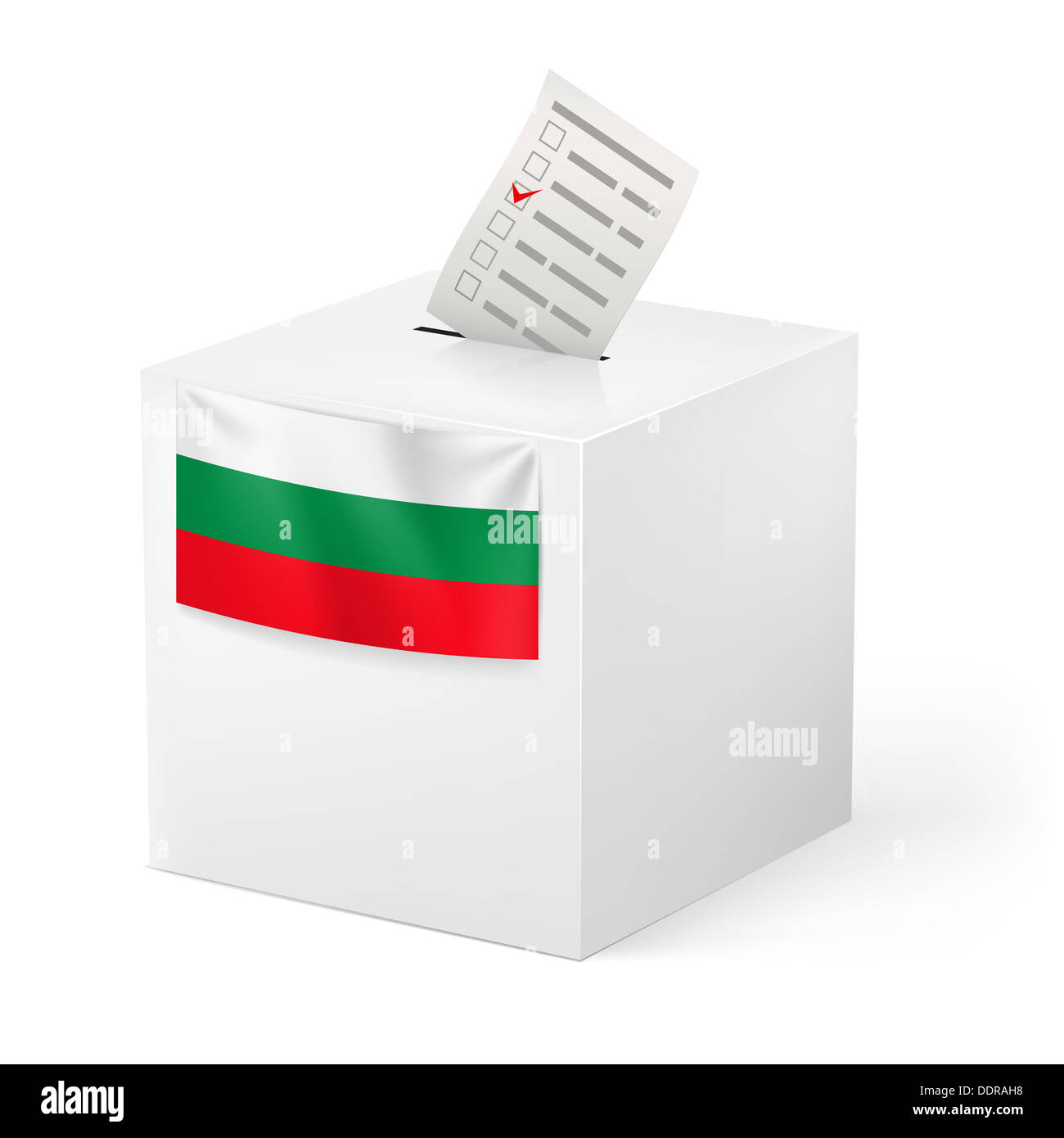 Election in Bulgaria: ballot box with voicing paper isolated on white ...