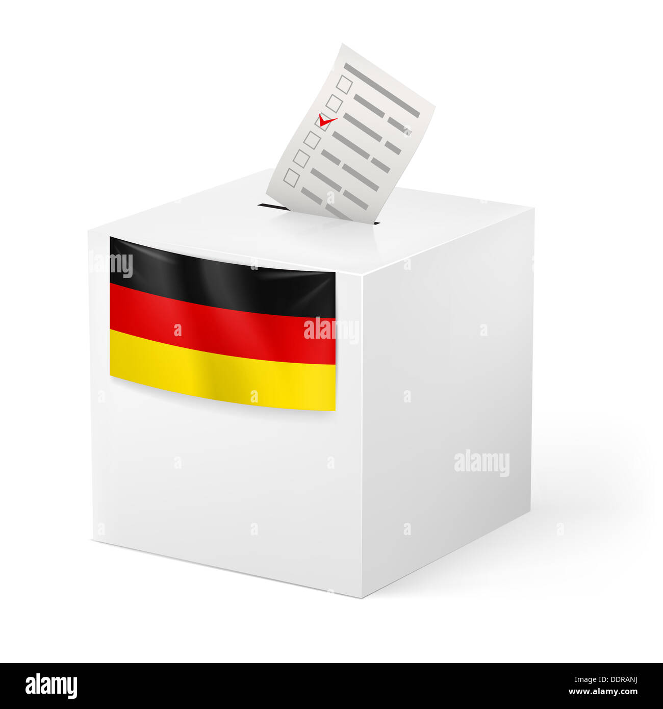 Election in Germany: ballot box with voicing paper isolated on white ...