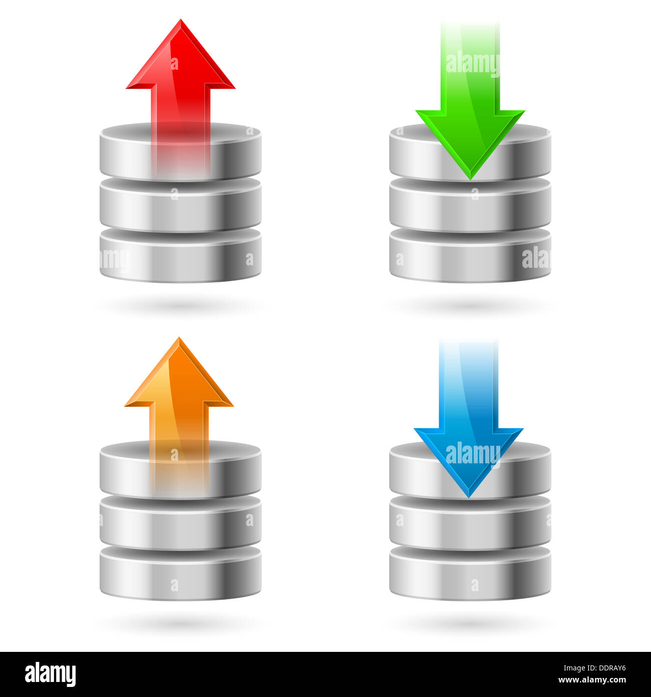 Computer Database with Upload and Download Arrows. Illustration on ...