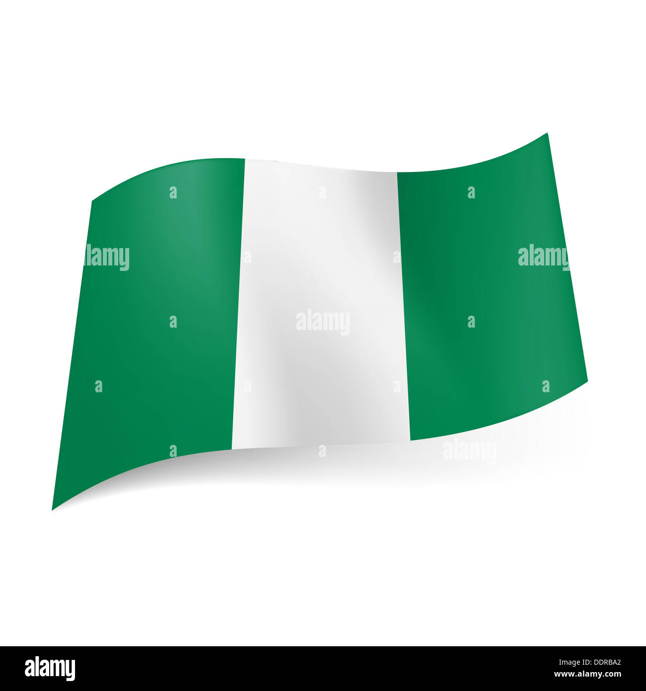 National flag of Nigeria representing three vertical stripes: white ...