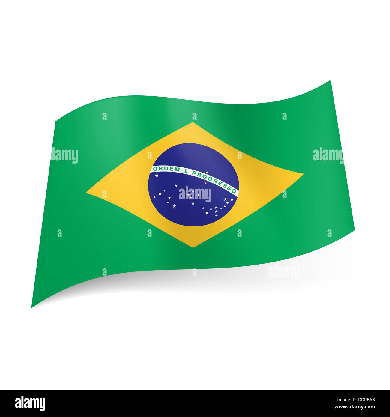 National flag of Brazil: blue circle with starry sky and band with ...
