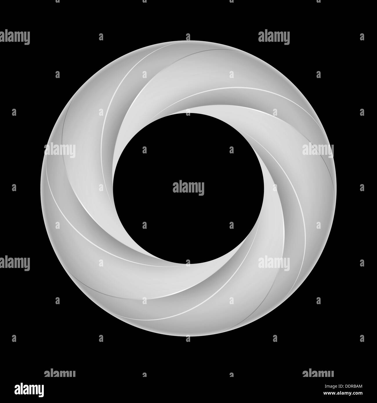 Illustration of metal spiral ring with relief pattern on black ...