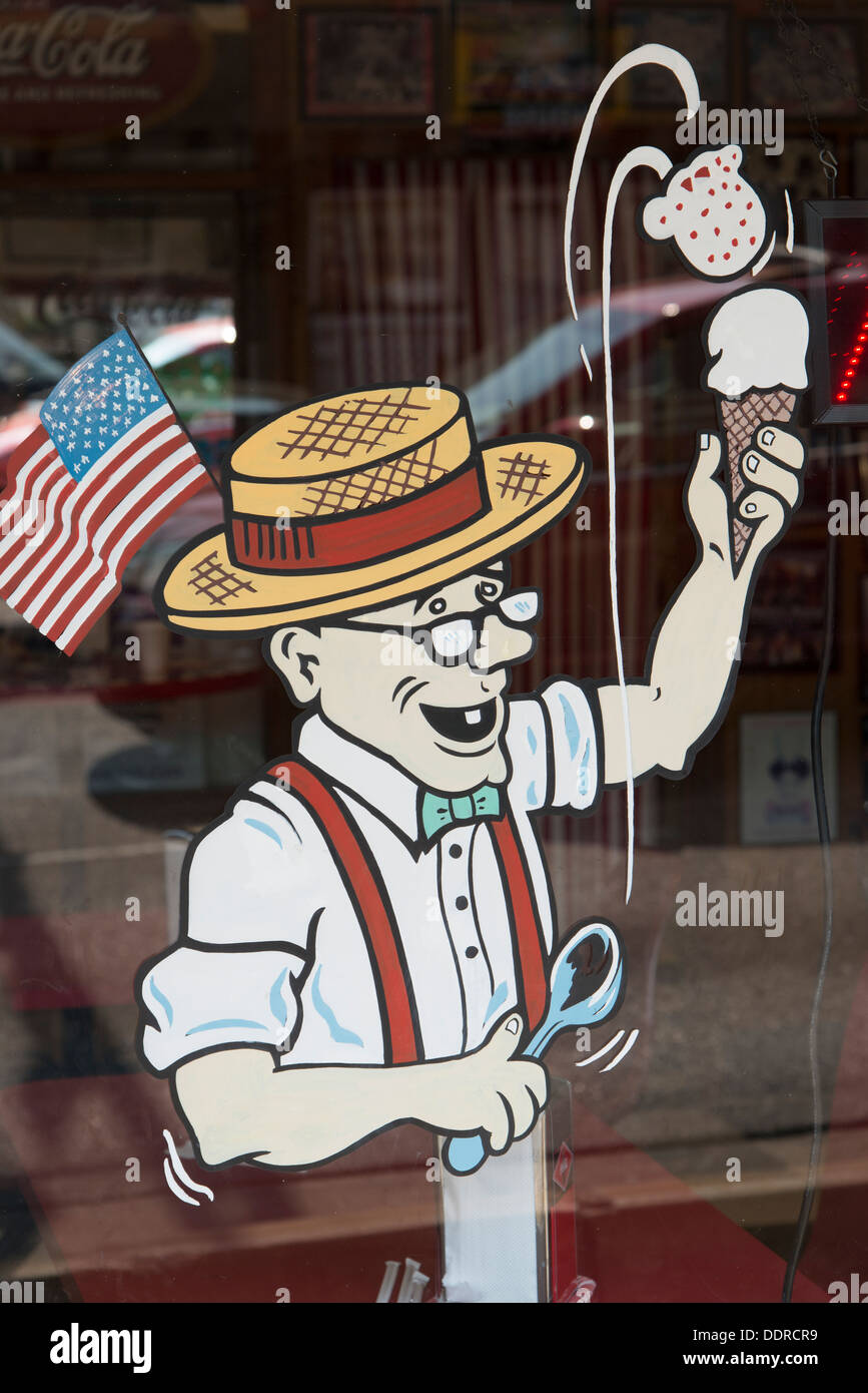 Ice cream parlor window painting, Branson, Taney County, Missouri, USA ...