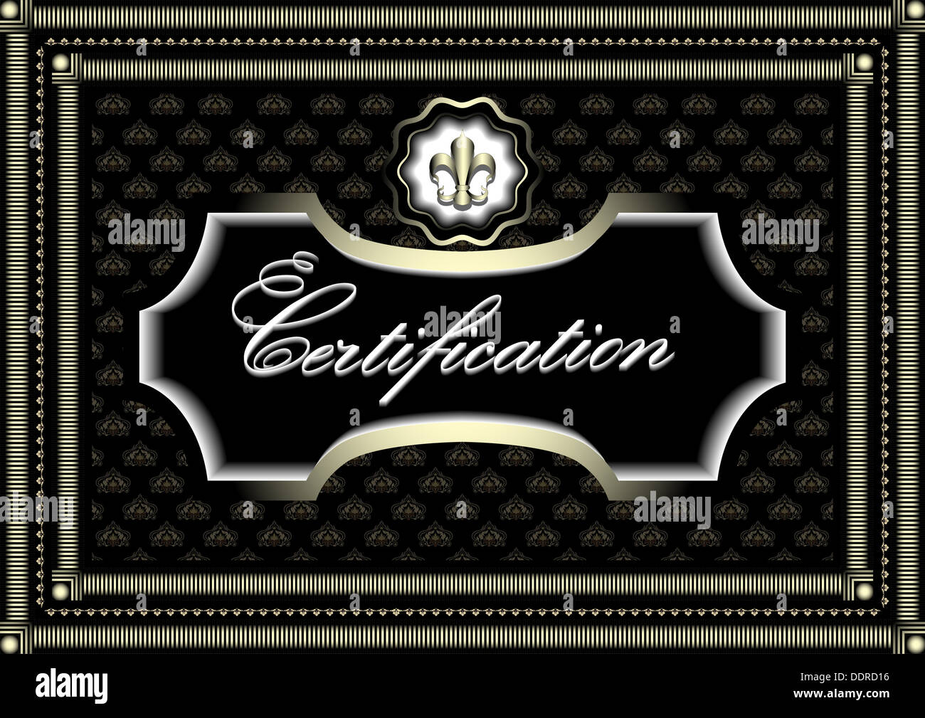 Silver frame for documents on black background Stock Photo - Alamy