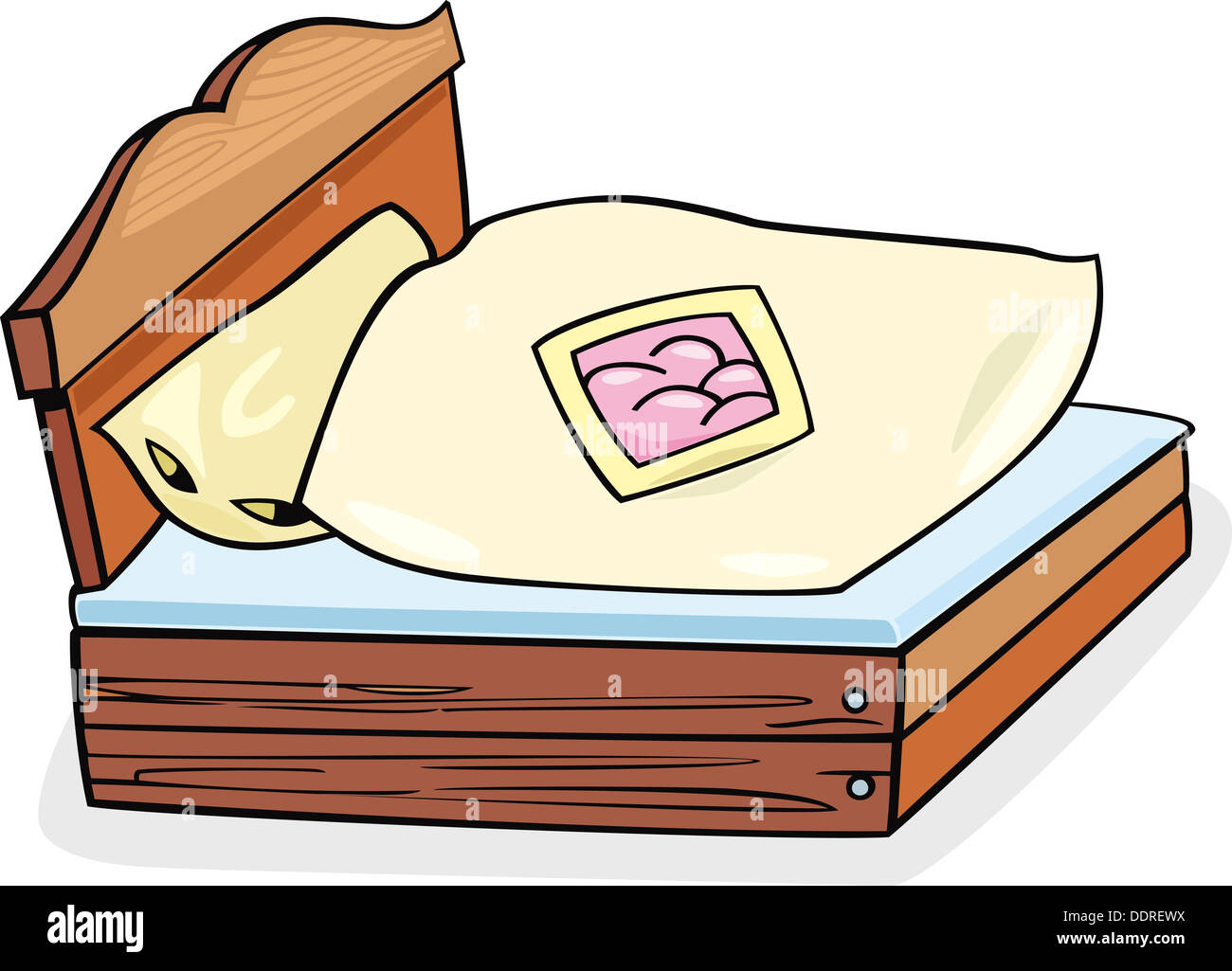 Cartoon Illustration of Retro Bed Furniture with Bedding Clip Art Stock ...