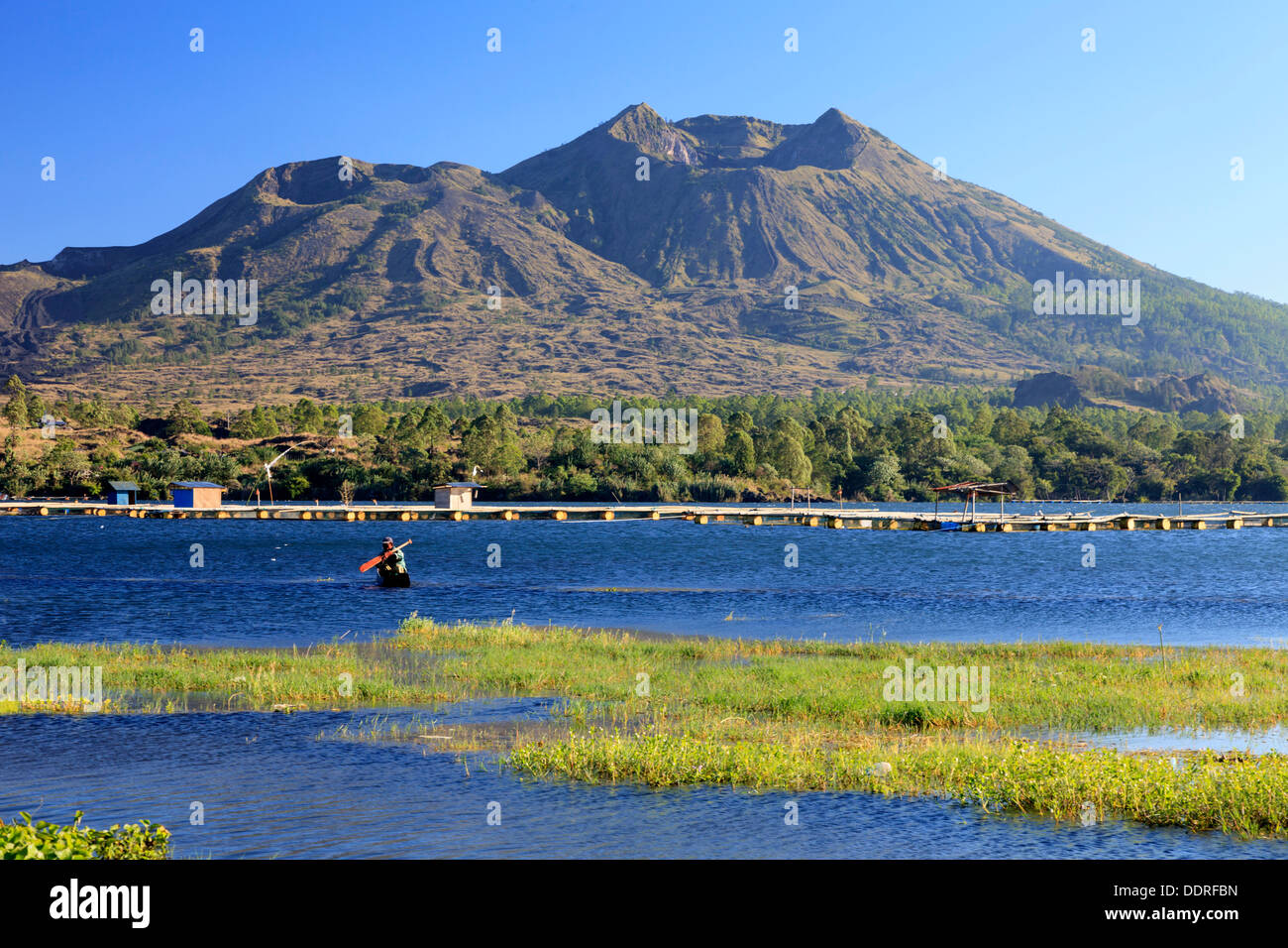 Indonesia, Bali, Danau Batur Lake and Gunung Batur Volcano Stock Photo ...