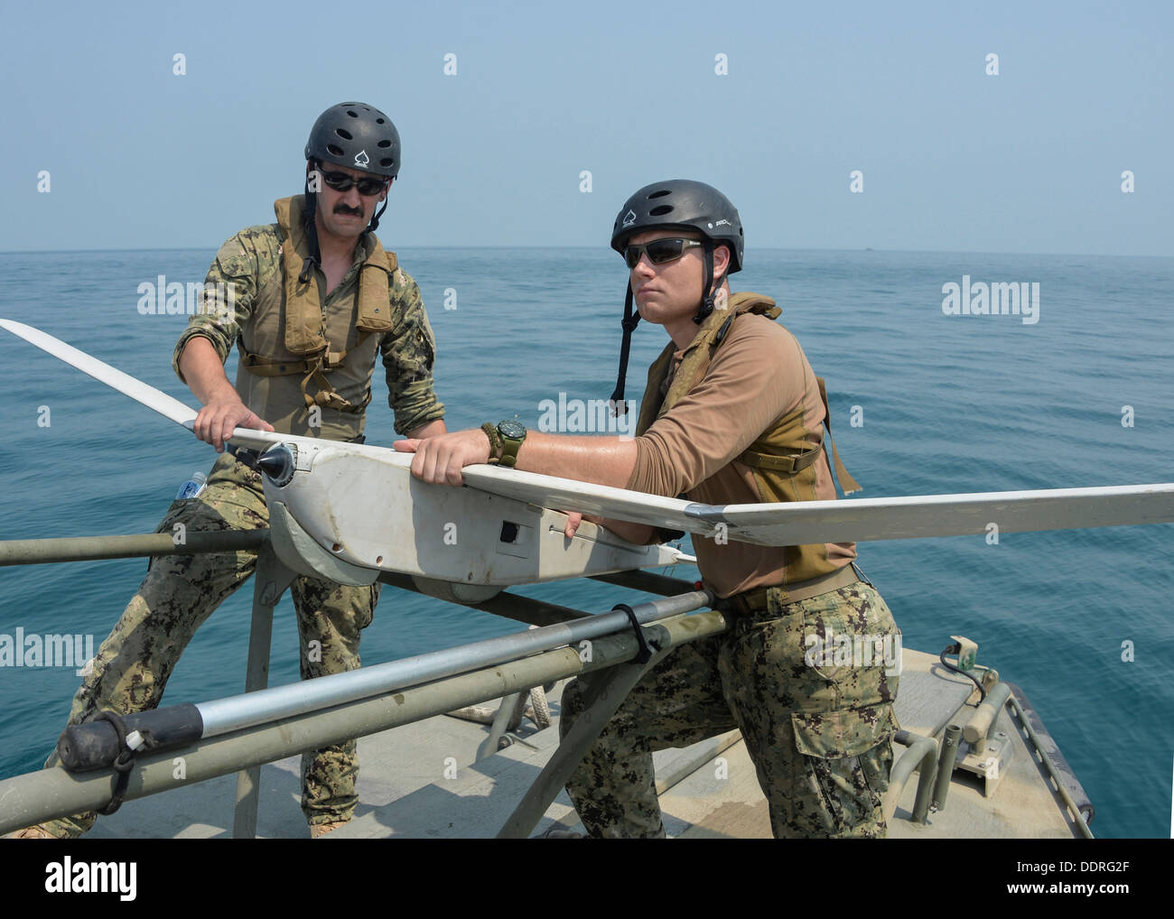 Puma AE unmanned aerial vehicle aboard a Riverine Command Boat (RCB ...