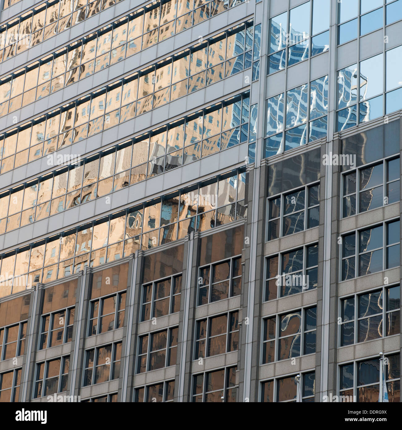 Low angle view of an office building, Randolph Street, Chicago, Cook ...