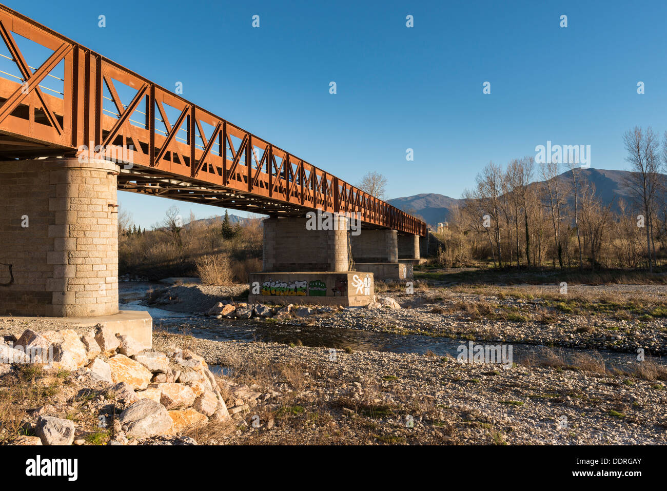 Iron Bridge over the River Tech, Brouilla, Pyrénées-Orientales ...