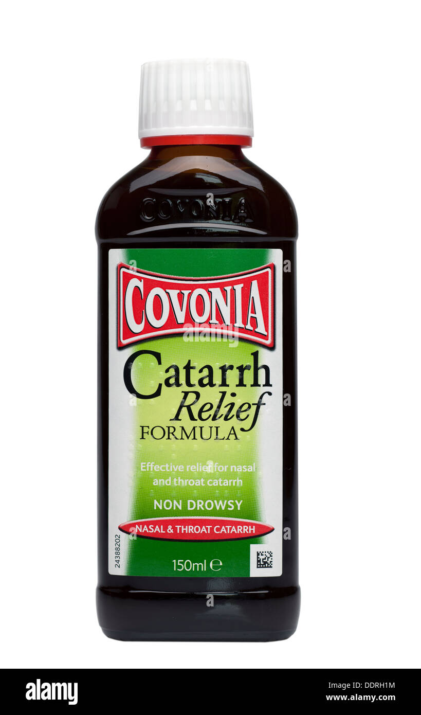 Bottle of non drowsy Covonia Catarrh relief formula Stock Photo - Alamy
