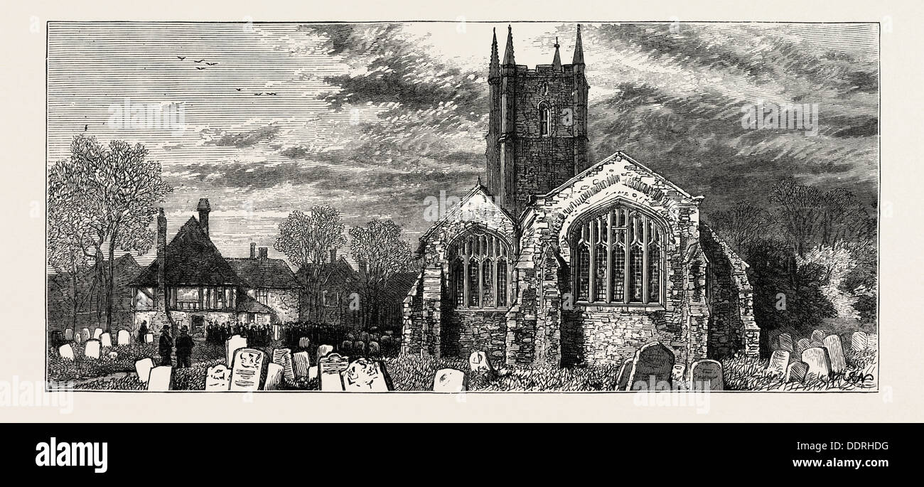 LYDD CHURCHYARD, UK, 1873 engraving Stock Photo - Alamy