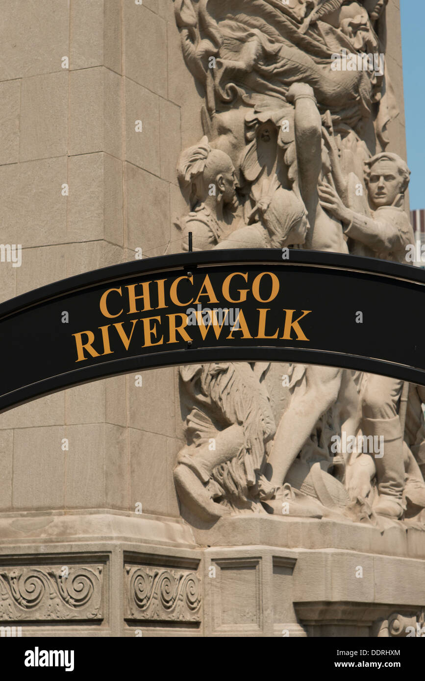 Chicago riverwalk sign hi-res stock photography and images - Alamy