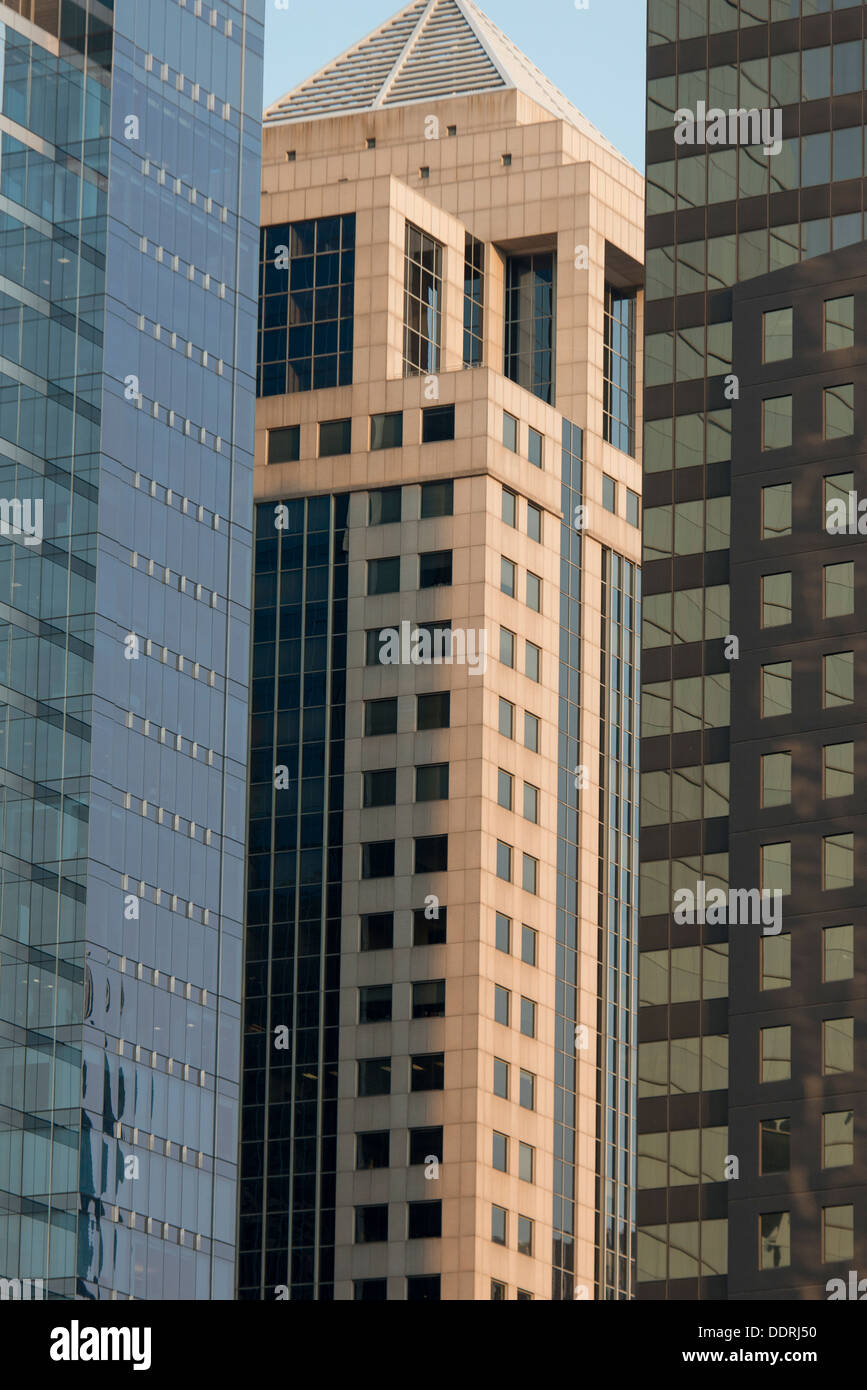 Low angle view of skyscrapers, Fulton River District, Chicago, Cook ...