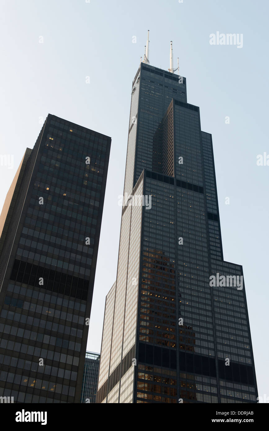 Low angle view of skyscrapers, Sears Tower, Chicago, Cook County ...