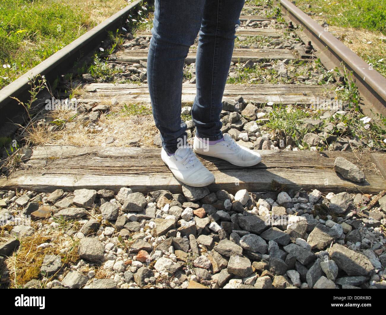 Girl on a rail hi-res stock photography and images - Alamy