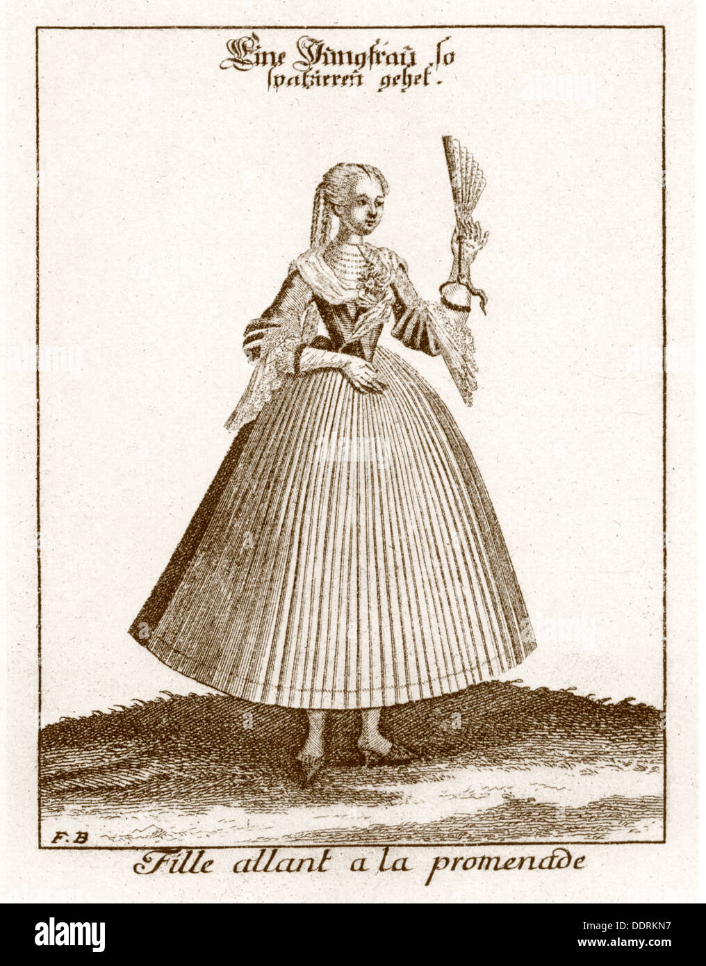 fashion, traditional costume, Alsace, young woman out for a walk ...