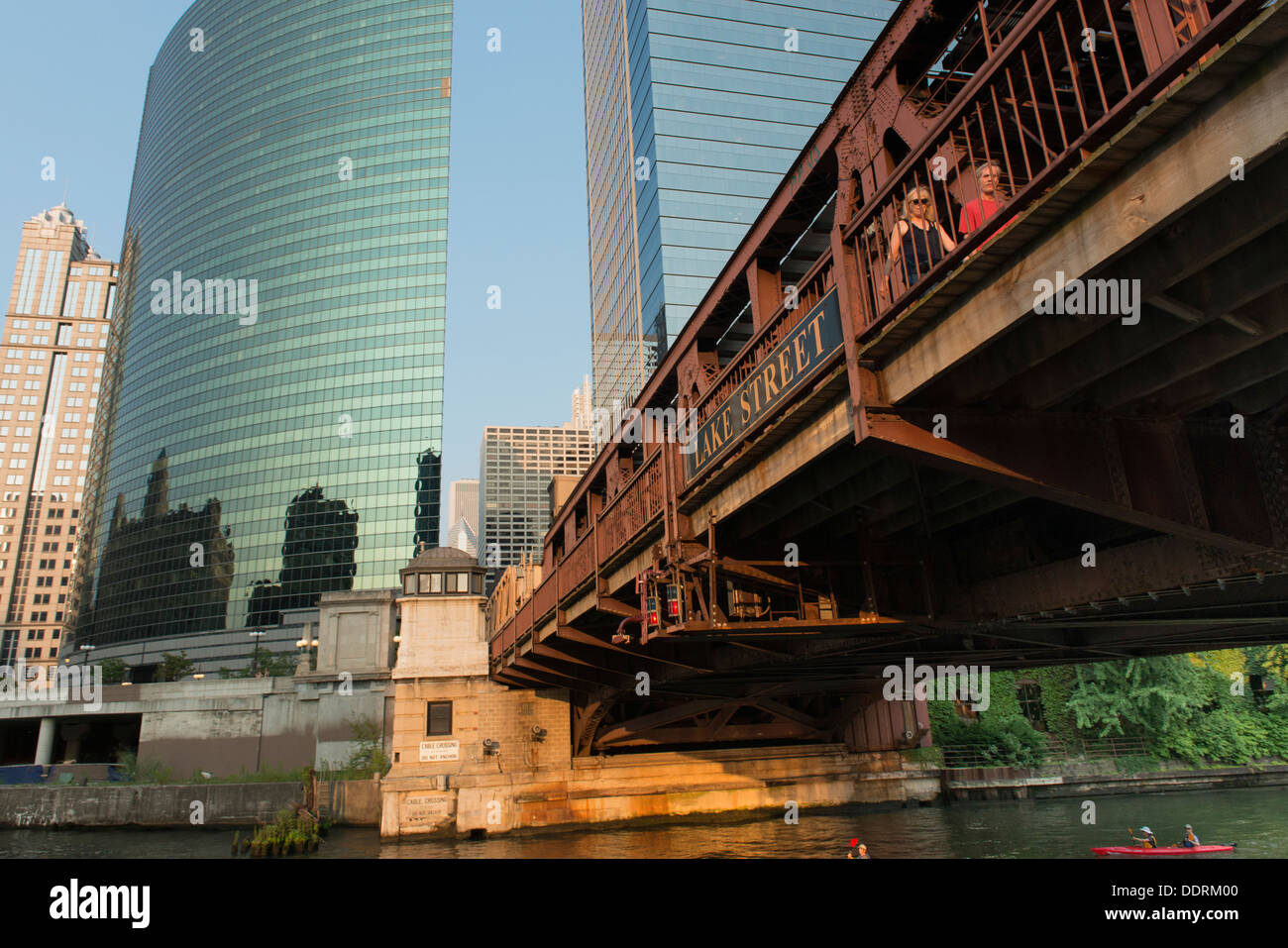 Bridge across Chicago River, Chicago, Cook County, Illinois, USA Stock ...