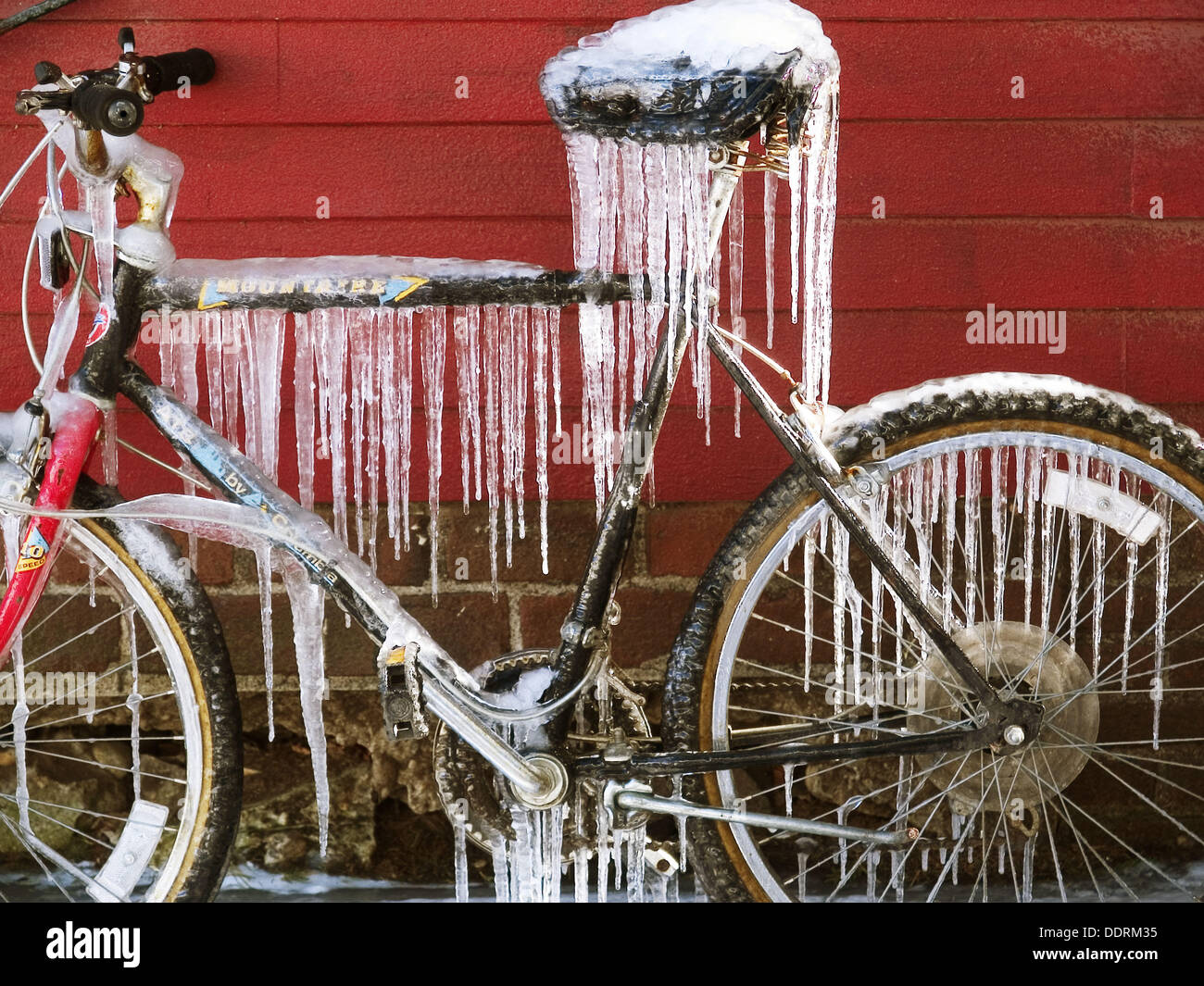 Ice on bike Stock Photo - Alamy