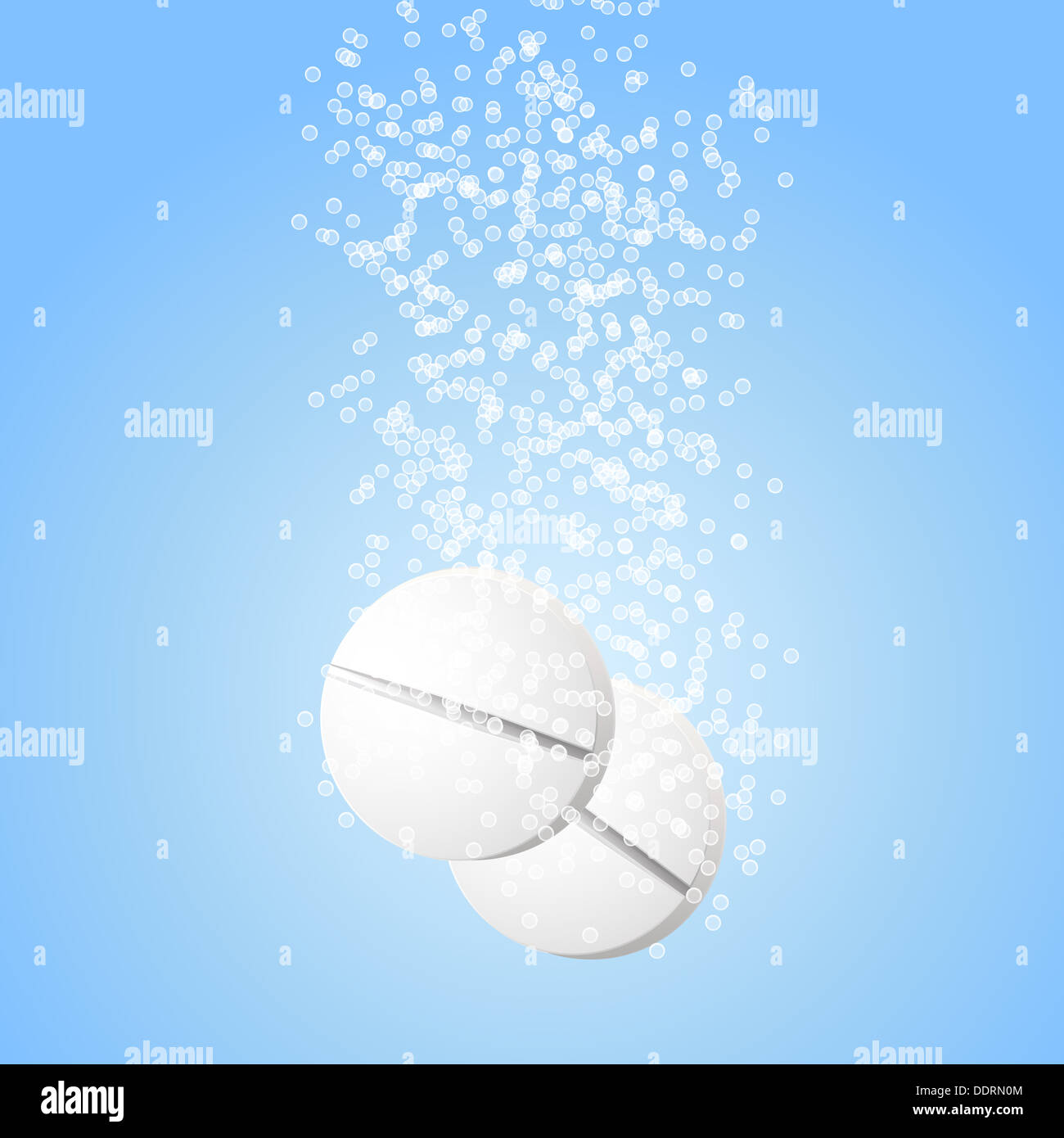 effervescent tablets with bubbles in blue water Stock Photo - Alamy