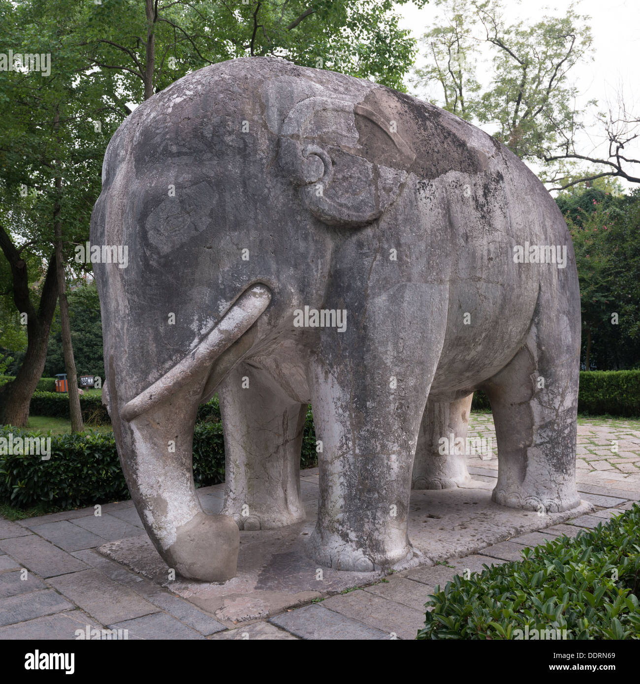 Ming Tombs, Nanjing, China. Statue of an elephant on the Elephant Road ...