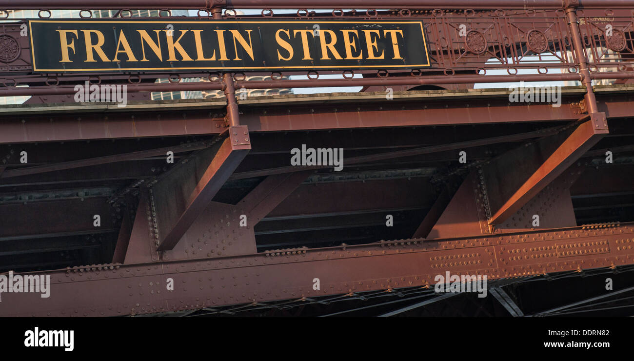 Low angle view of Franklin Street Bridge, Wacker Drive, Chicago, Cook ...
