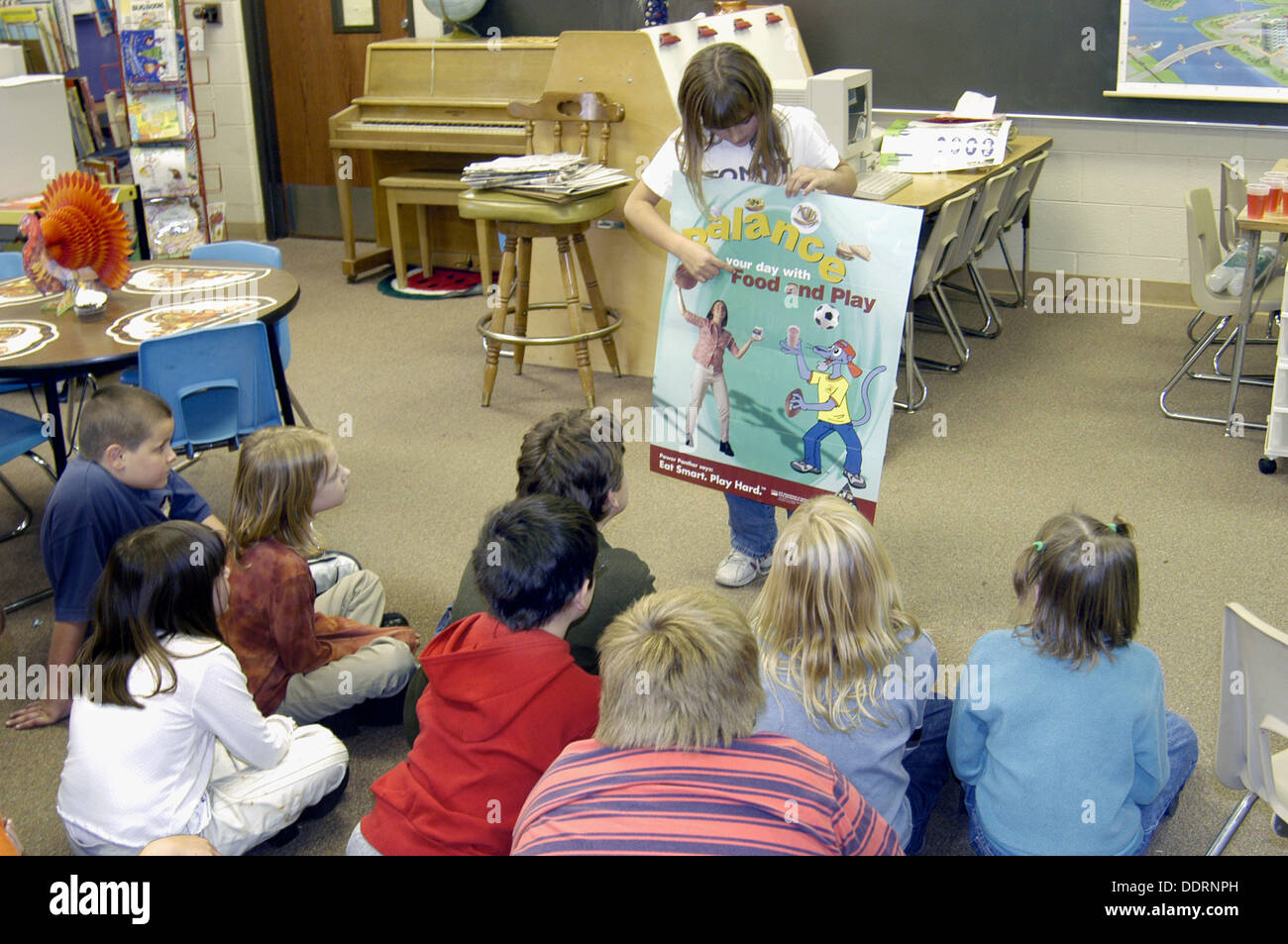 3rd Grade Elementary Students Learn To Give Group Presentations Stock 