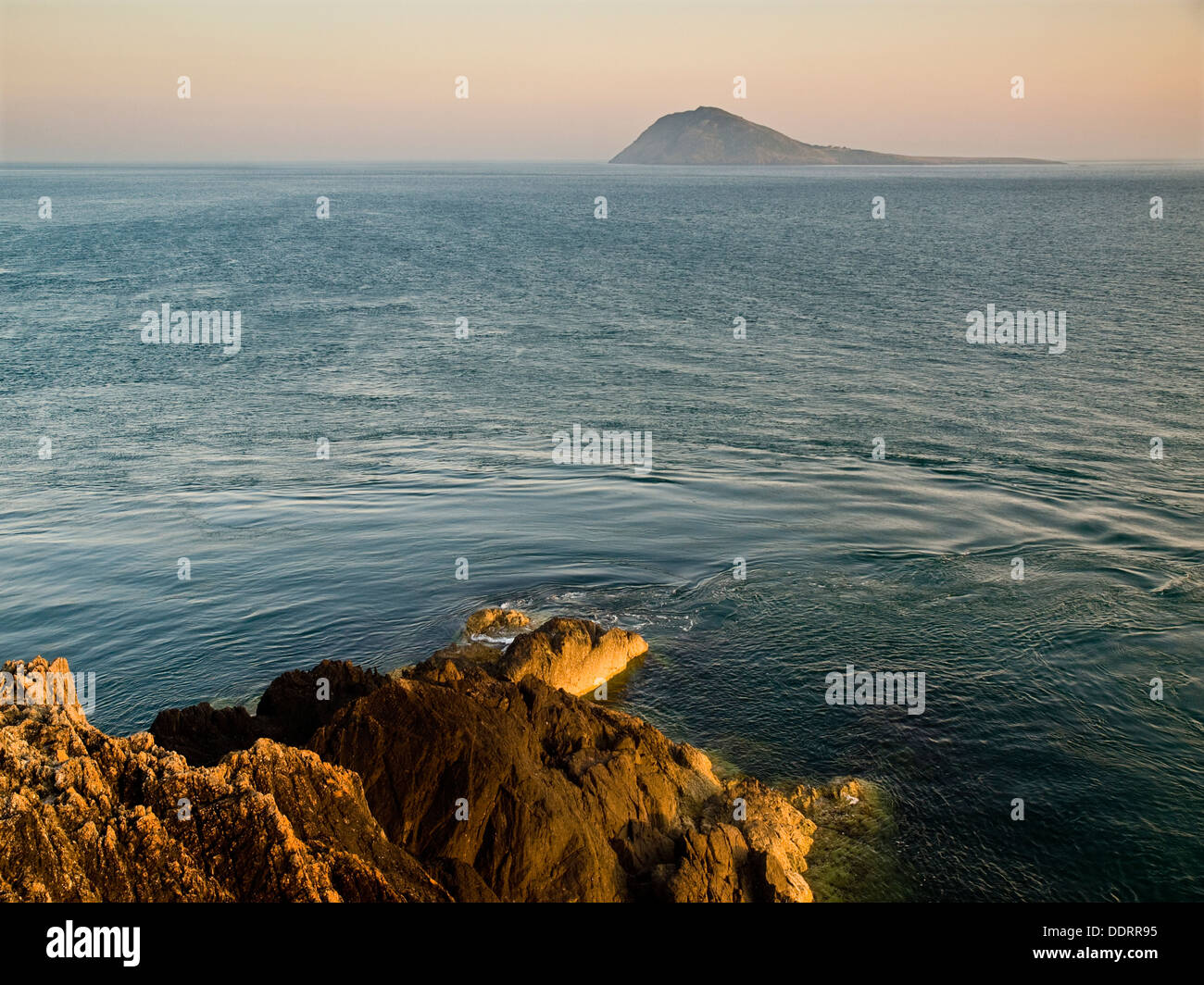 Bardsey Island across Bardsey Sound, Lleyn Peninsula Wales Stock Photo ...