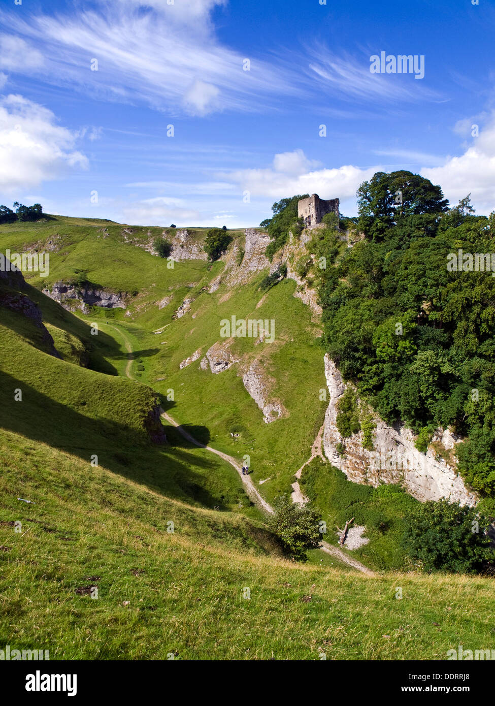 Cave Dale and Peveril Castle in the Hope Valley, Peak District National ...