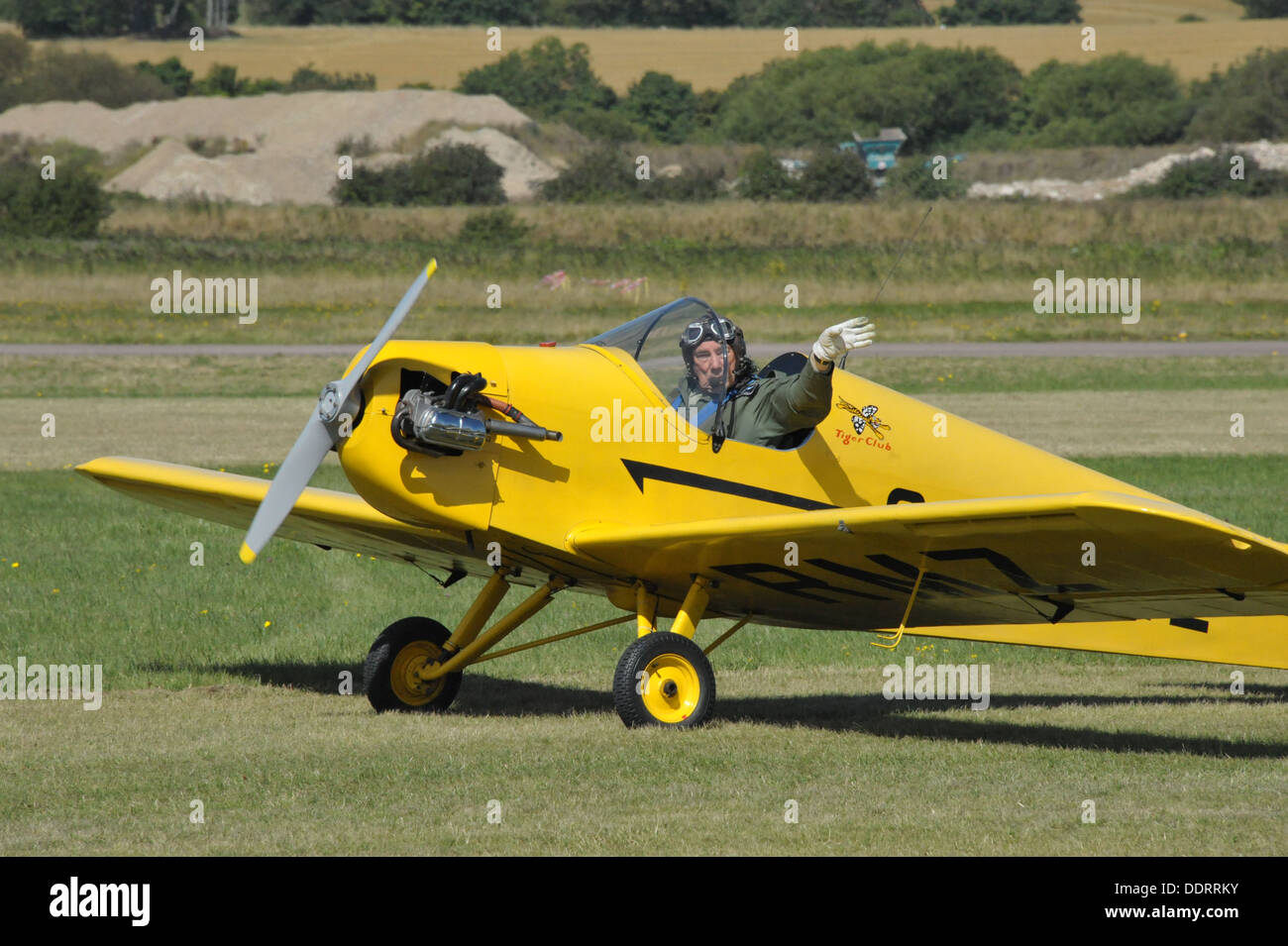A biplane landing at an airstrip in Shoreham England Stock Photo - Alamy