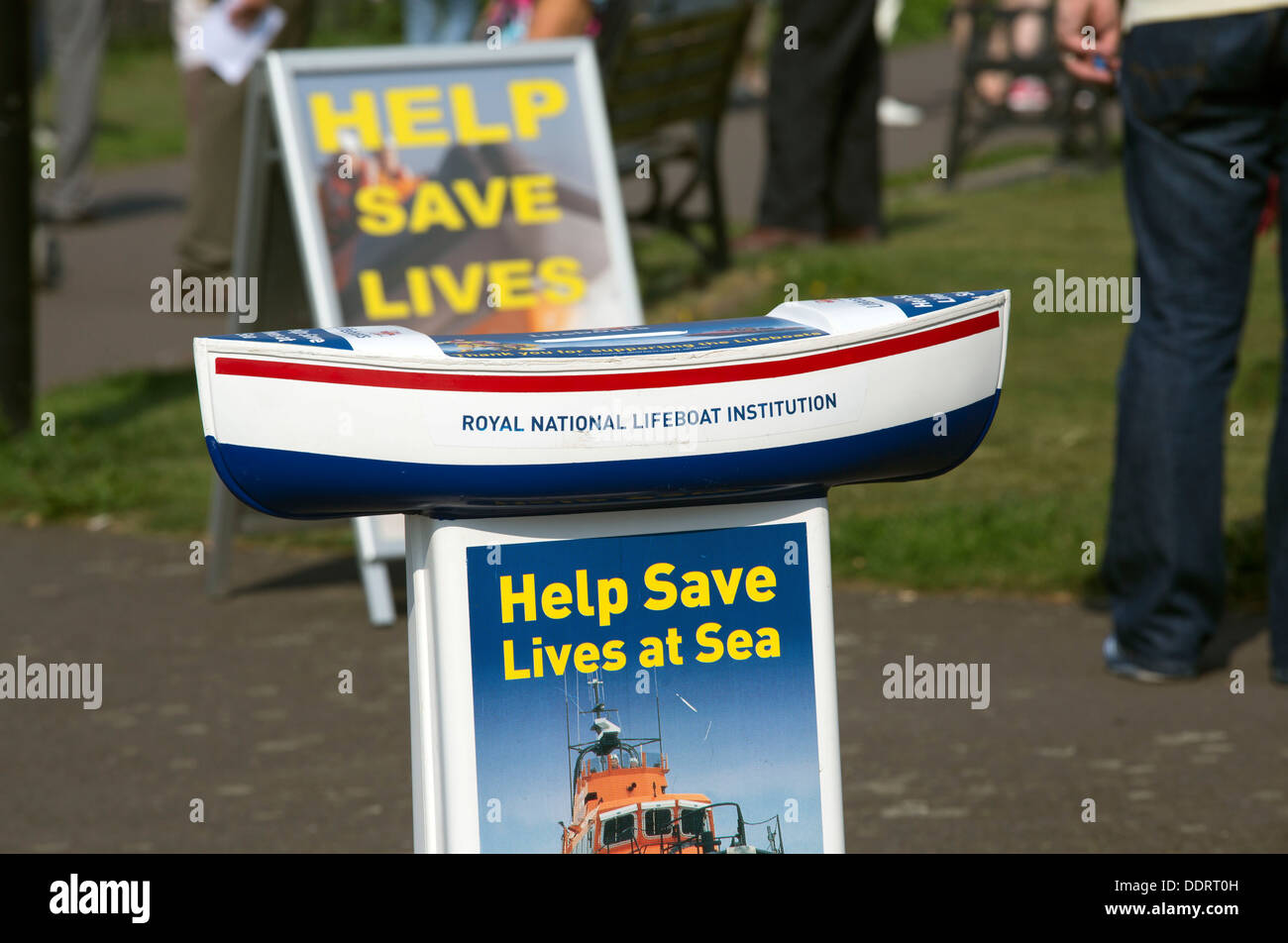 Roayl National lifeboat institution RNLI collection box Stock Photo - Alamy
