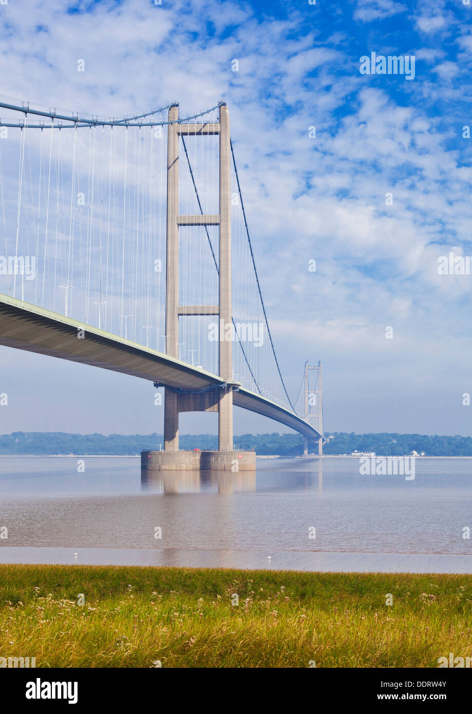 Humber bridge over river Humber Humberside East England UK GB EU Europe ...