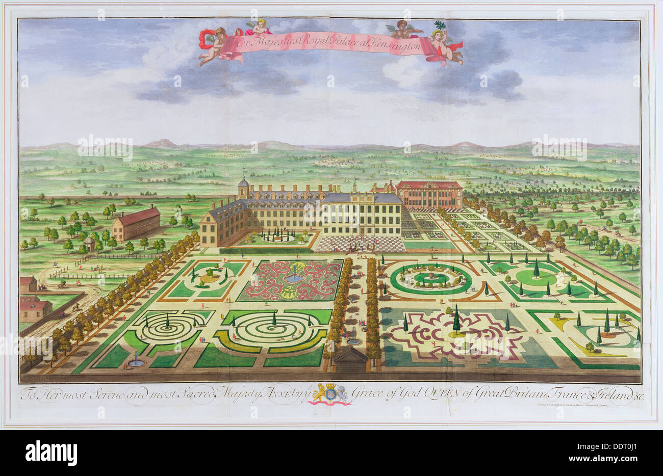 Kensington Palace, London, 1730. Artist: Johannes Kip Stock Photo - Alamy