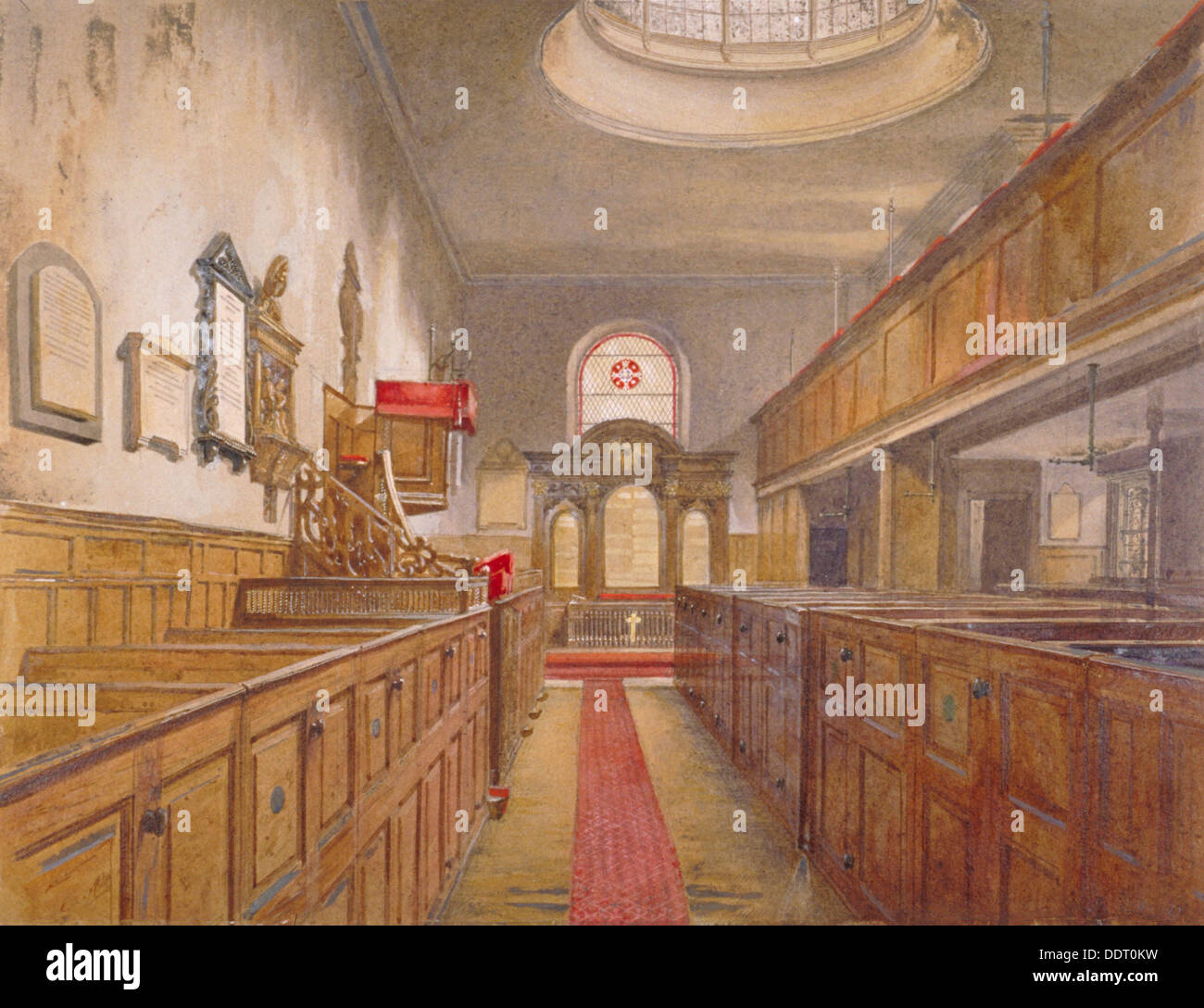 Interior of Holy Trinity, Minories, London, 1881. Artist: John Crowther ...