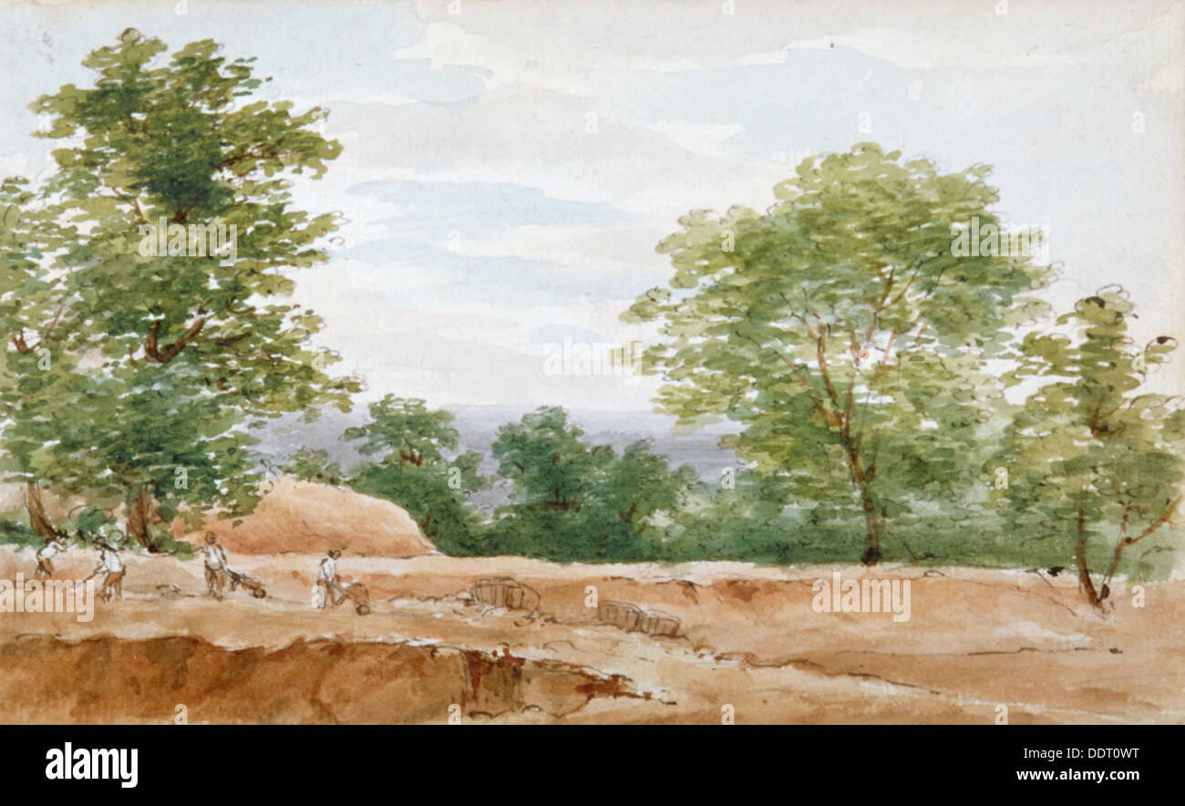 View from the excavations of Highgate Tunnel, London, 1812. Artist ...