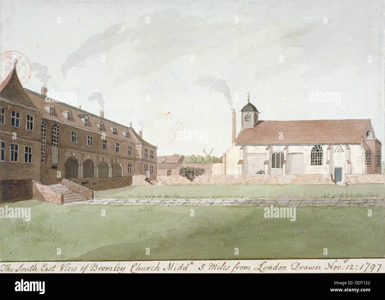 South-east view of St Leonard's Church, Bromley-by-Bow, London, 1797 ...
