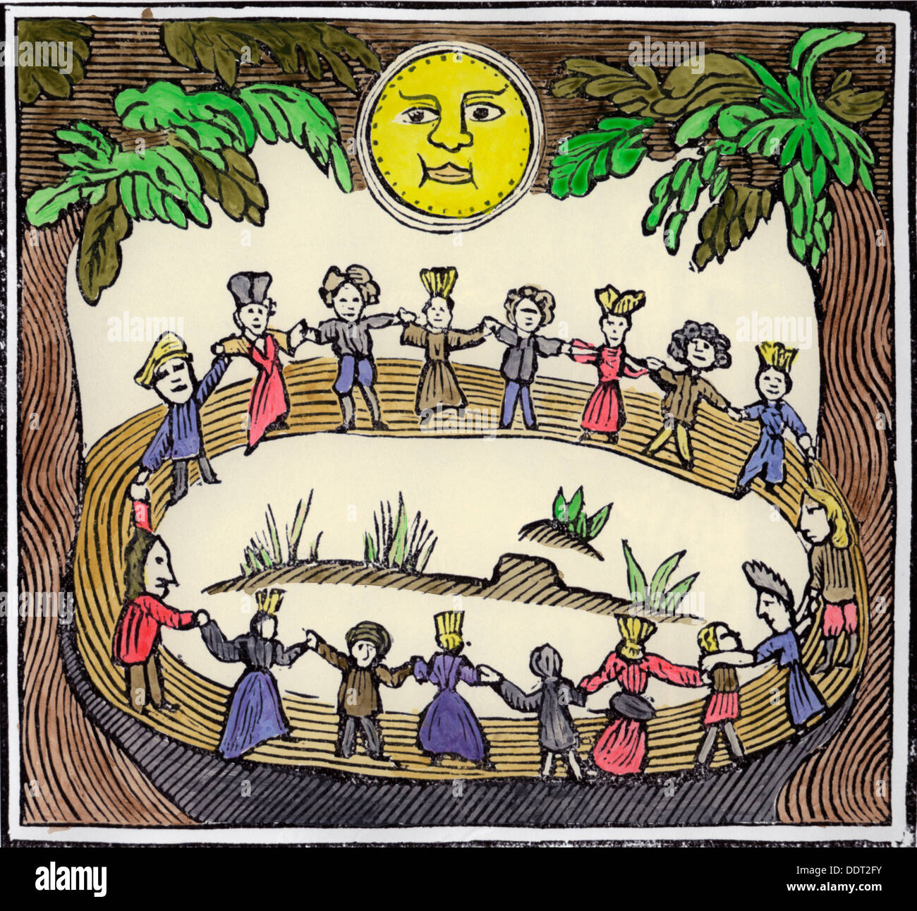 Circle dance woodcut hi-res stock photography and images - Alamy