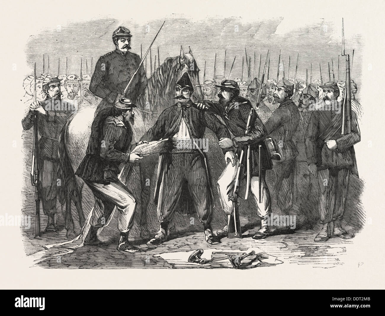 SEARCHING NEAPOLITAN PRISONERS AT ST. ANGELO, 1860 engraving Stock ...