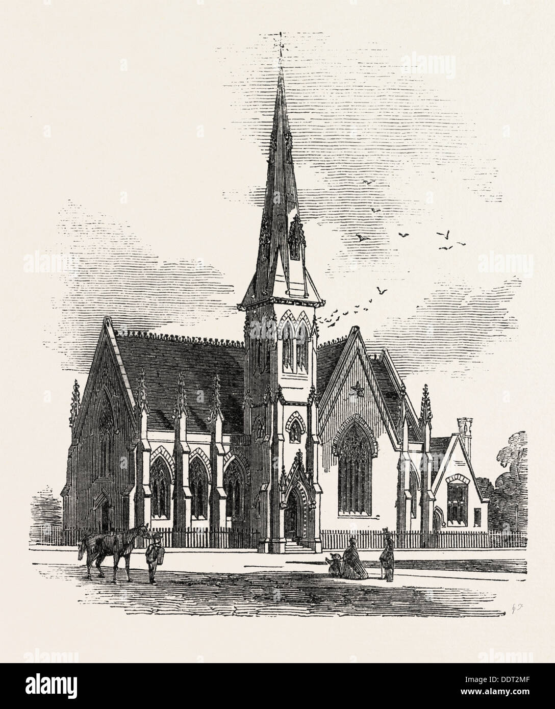 CHELSEA NEW CONGREGATIONAL CHURCH, MARKHAM SQUARE, UK, 1860 engraving ...