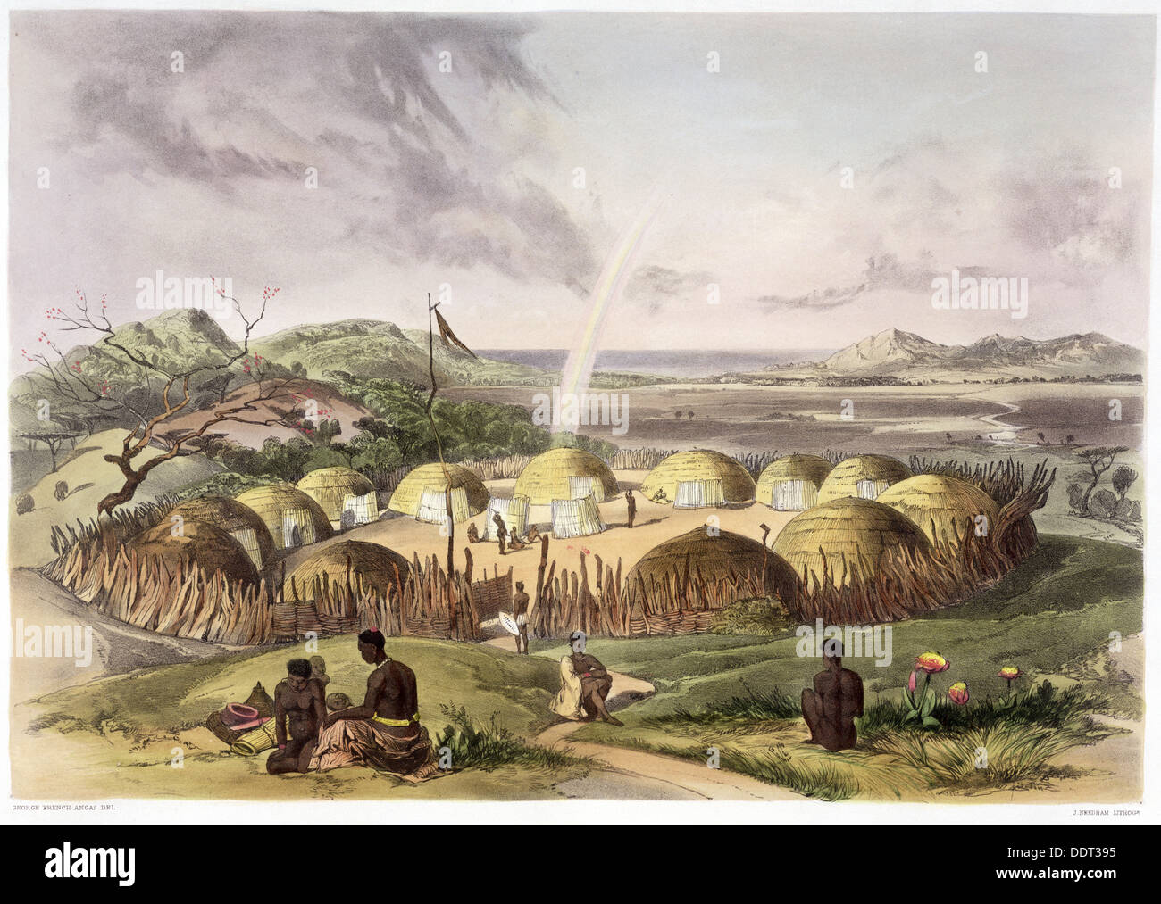 'Zulu Kraal near Umlazi, Natal', 1849. Artist: George French Angas ...