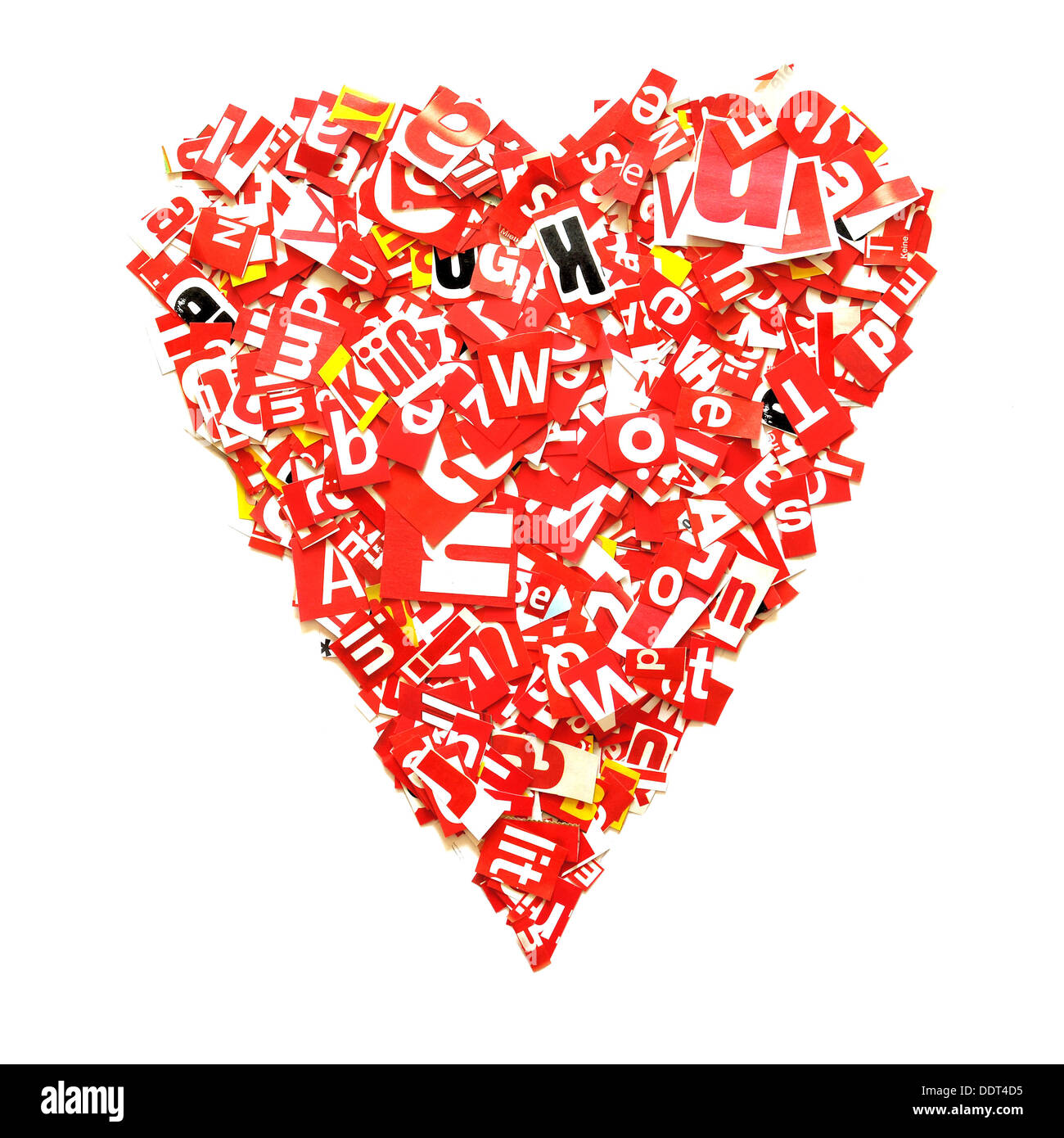 Heart with newspaper letters Stock Photo - Alamy