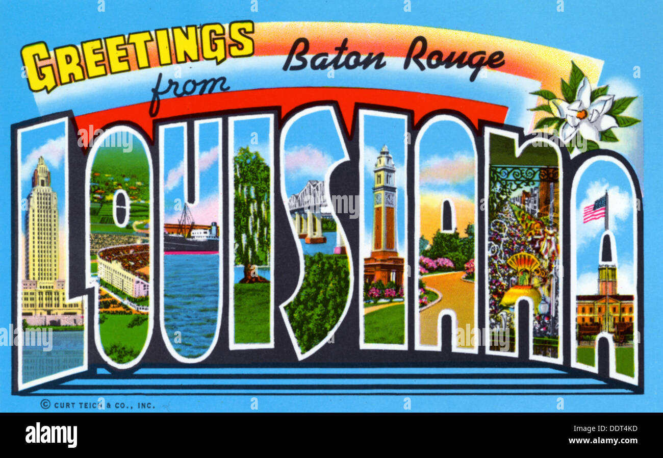 'Greetings from Baton Rouge, Louisiana', postcard, 1958. Artist ...