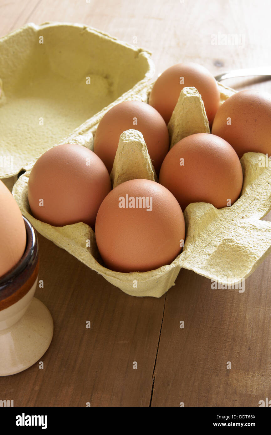 Fresh farm eggs in an egg box Stock Photo - Alamy