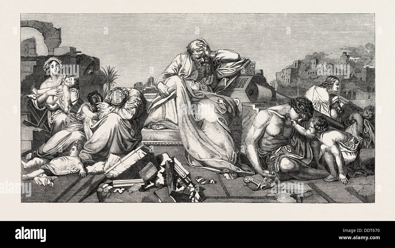 JEREMIAH AMONG THE RUINS OF JERUSALEM, PAINTED BY E. BENDEMAN, EDUARD ...