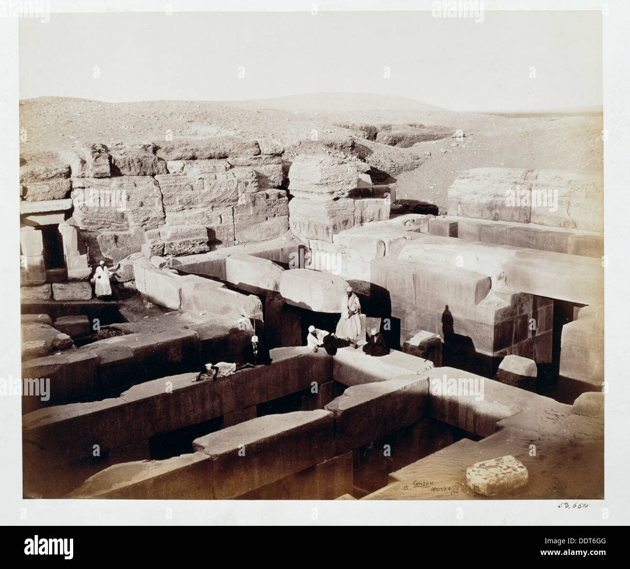 An excavated temple at the foot of the Sphinx, Giza, Egypt, 4th March ...