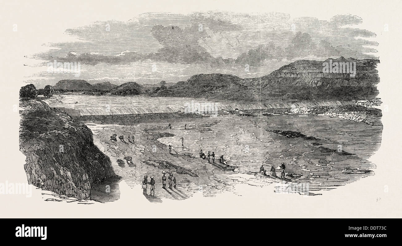 THE JAMSETJEE BUND, POONAH, PUNE, AFTER A FRESH, INDIA, 1851 engraving ...