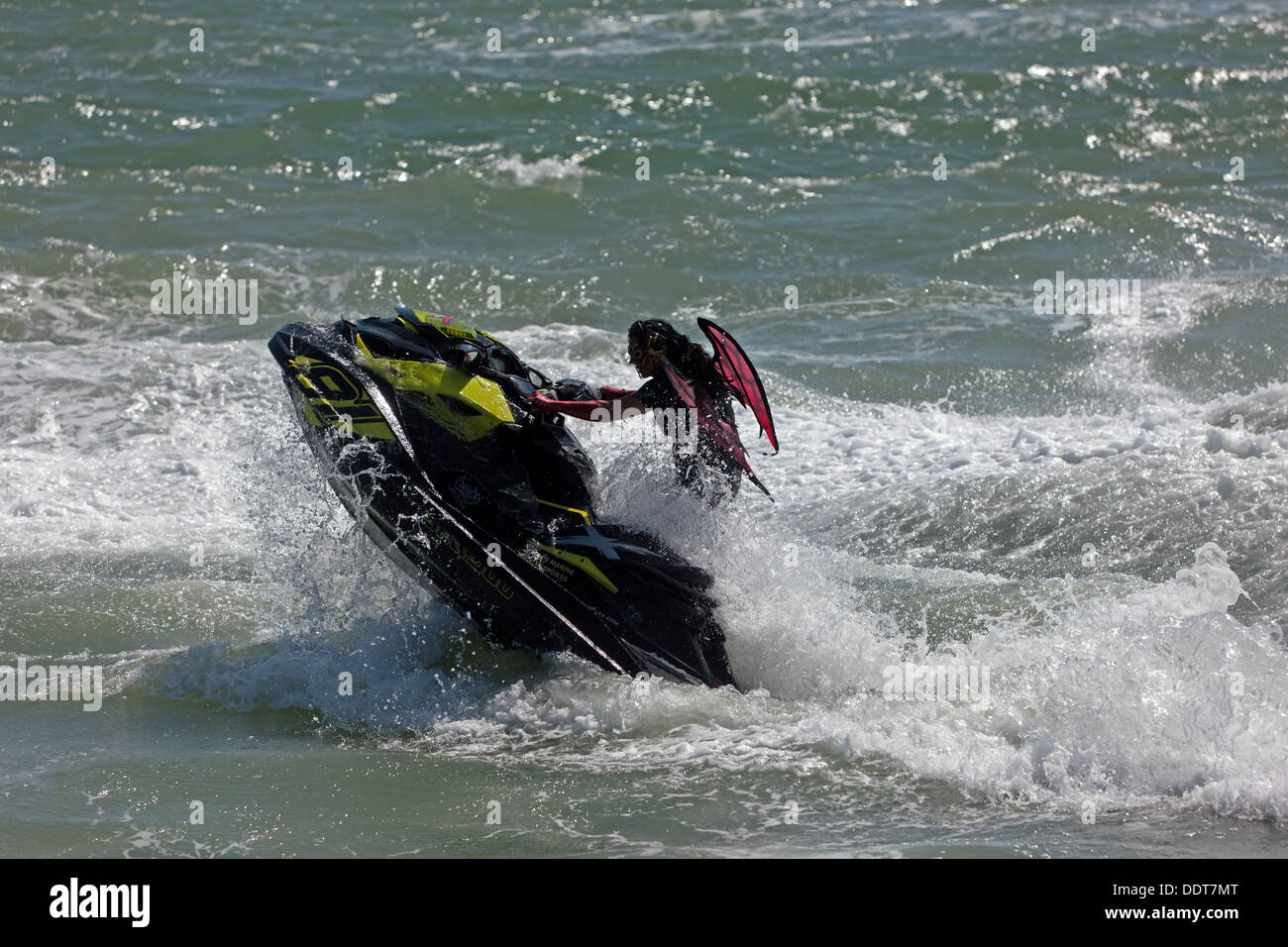 Aysha Rensink performing a dramatic jet ski stunt display on her Sea ...