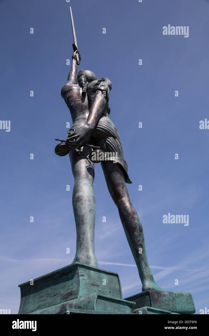 Damien Hirst's statue "Verity", Ilfracombe Harbour, Devon, UK Stock ...