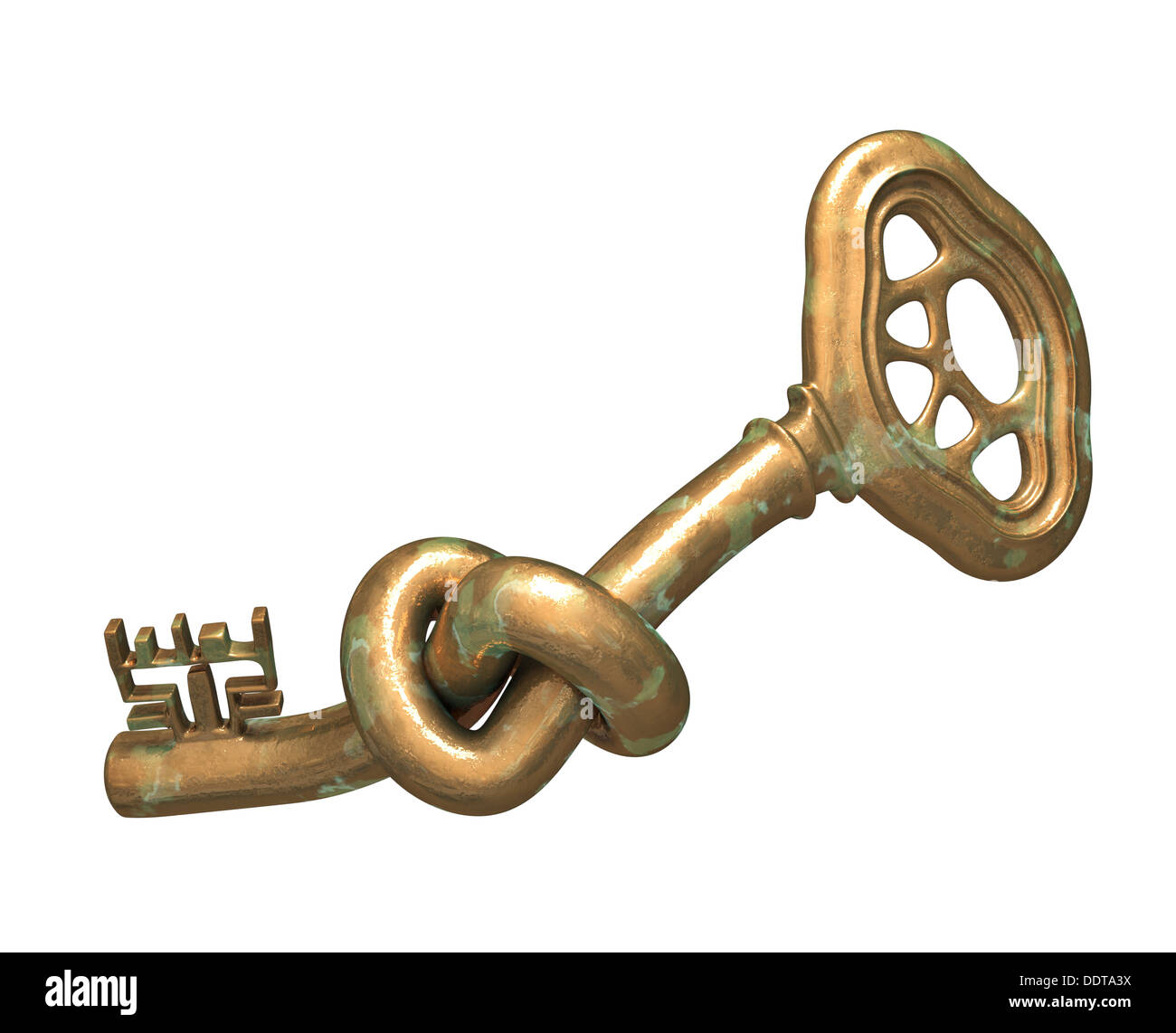 Antique bronze key with knot - isolated on white background Stock Photo ...