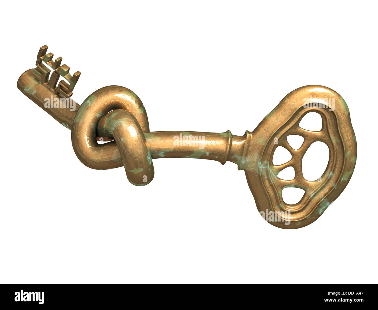 Antique bronze key with knot - isolated on white background Stock Photo ...