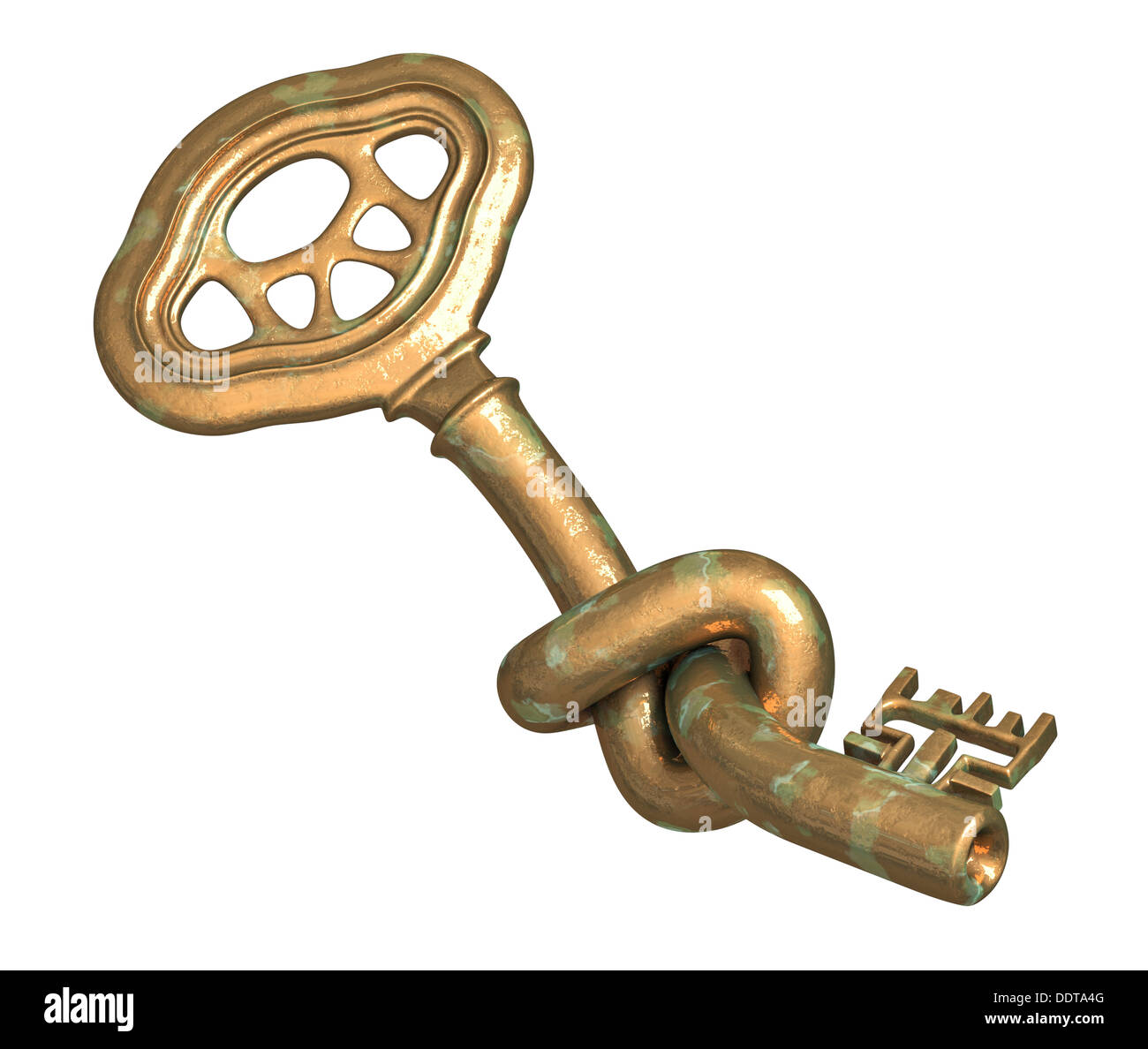 Antique bronze key with knot - isolated on white background Stock Photo ...